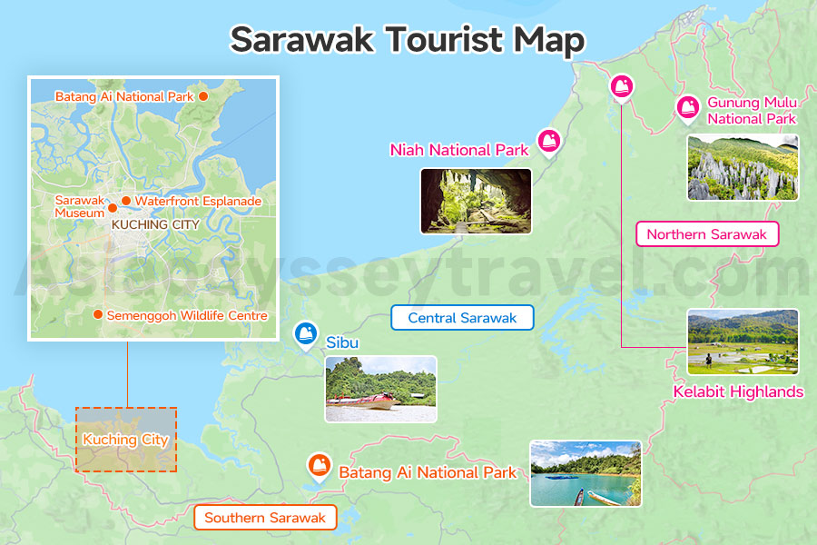Sarawak Tourist Map: Detailed Map of Sarawak’s Caves & Rainforests