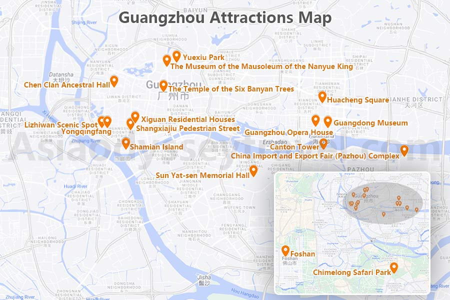 Guangzhou Tourist Map: China Guangzhou Maps with Attractions (2025)